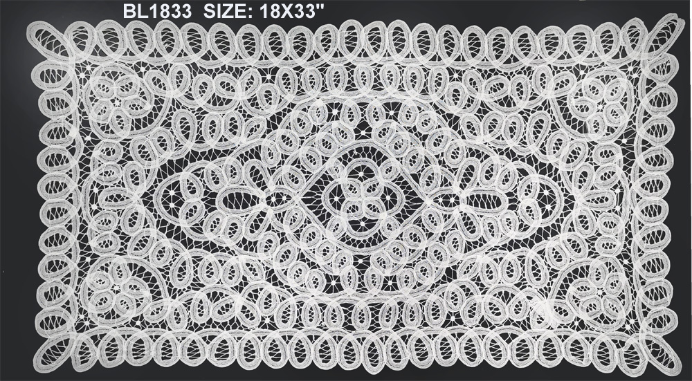BL1833 18X33" White cotton batten lace tray cloths
